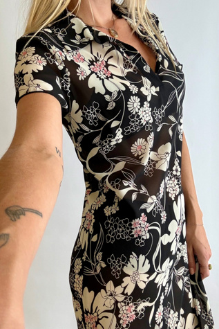90's Sheer Floral Dress Selected by Wax Plant | Free People