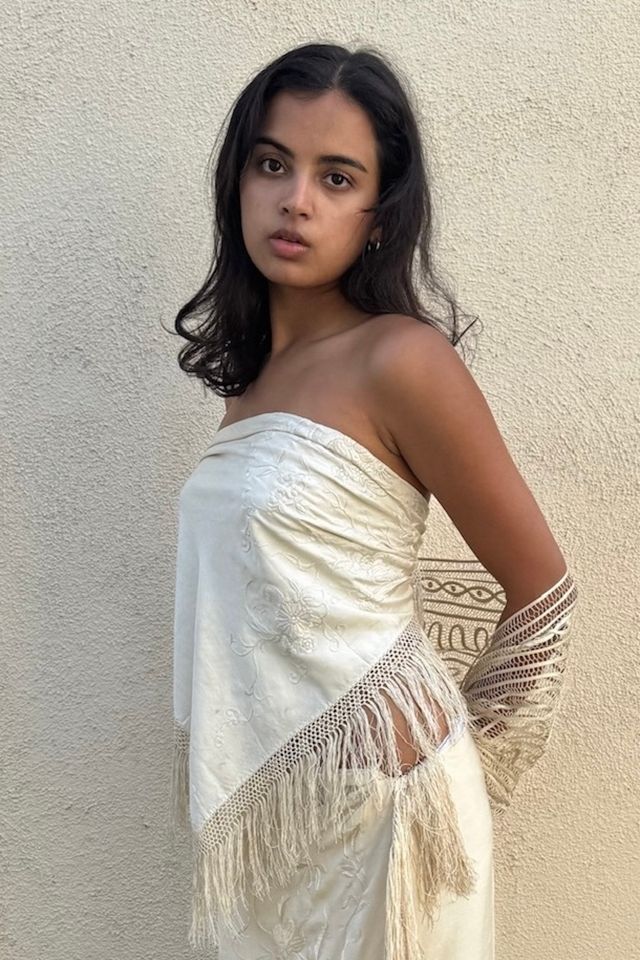 Antique Cream Silk Piano Shawl - Small Selected by The Curatorial Dept ...