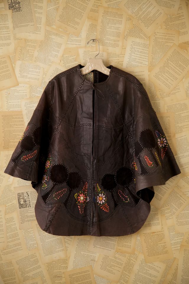 Vintage Leather Painted Cape | Free People