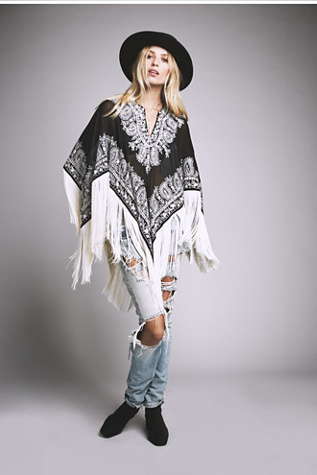 Odyssey Embroidered Fringe Cape | Free People