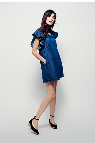 Denim Ruffle Mini Dress | Free People