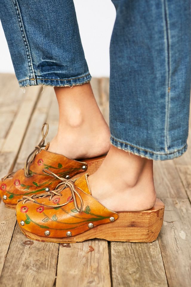 Vintage 1960s Painted Clogs | Free People