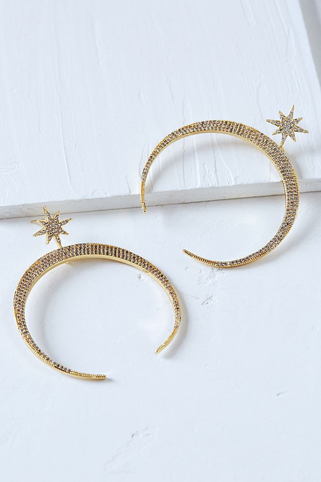 Half Moon Crystal Hoops | Free People