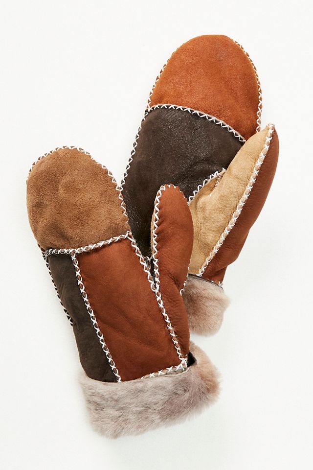 Tundra Patchwork Shearling Mittens | Free People