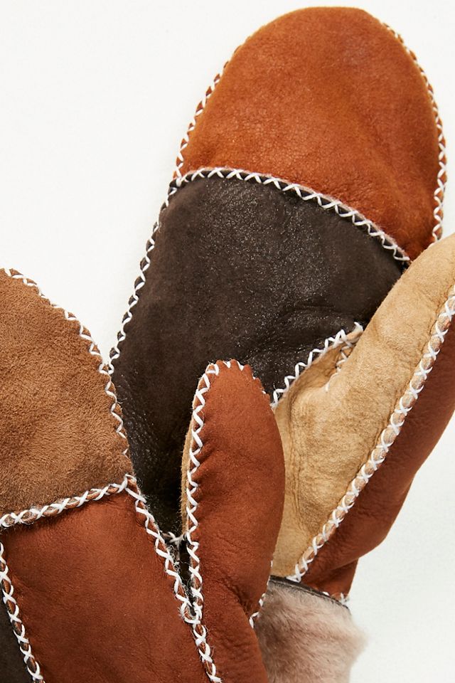 Tundra Patchwork Shearling Mittens | Free People