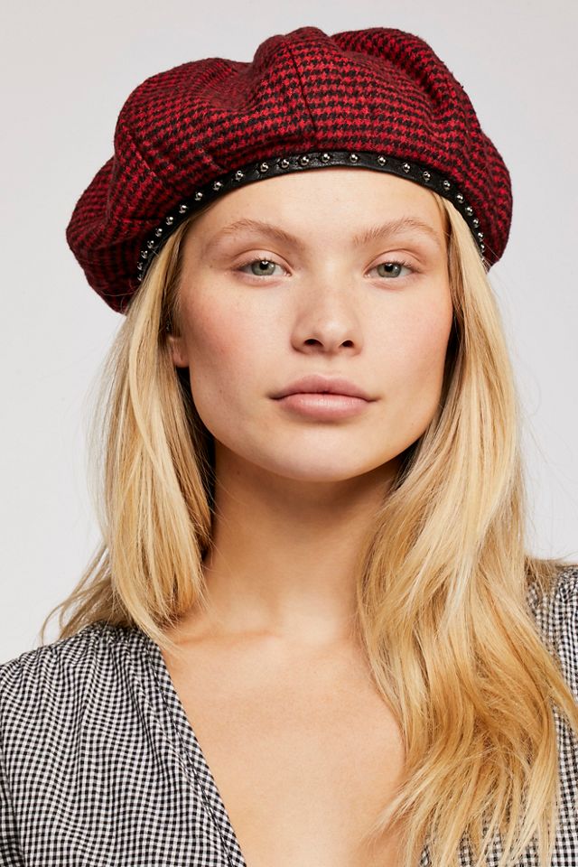 Alice Studded Houndstooth Beret | Free People