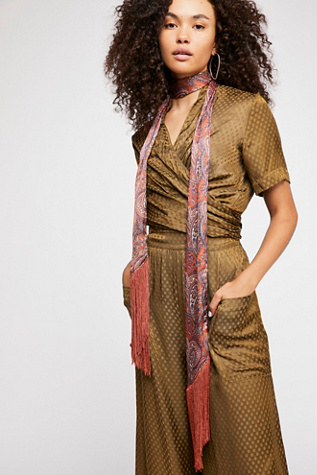 Moxie Print Fringe Skinny Scarf | Free People