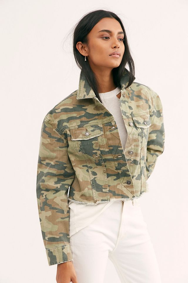 Camo Printed Cropped Denim Jacket | Free People