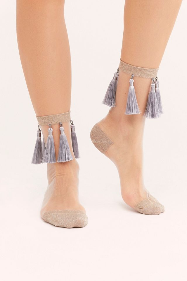 Sheer Tassel Low Crew Socks | Free People