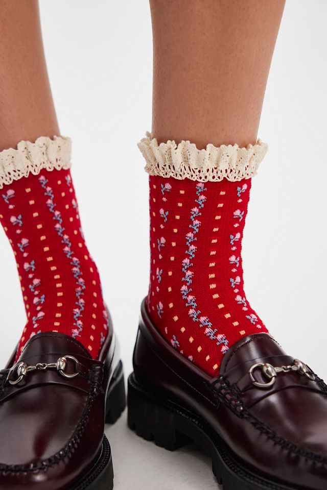 Rosebud Waffle Knit Ankle Socks | Free People UK