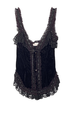 Vintage 1970s Crushed Velvet Satin Ribbon Lace Trim Hook and Eye ...