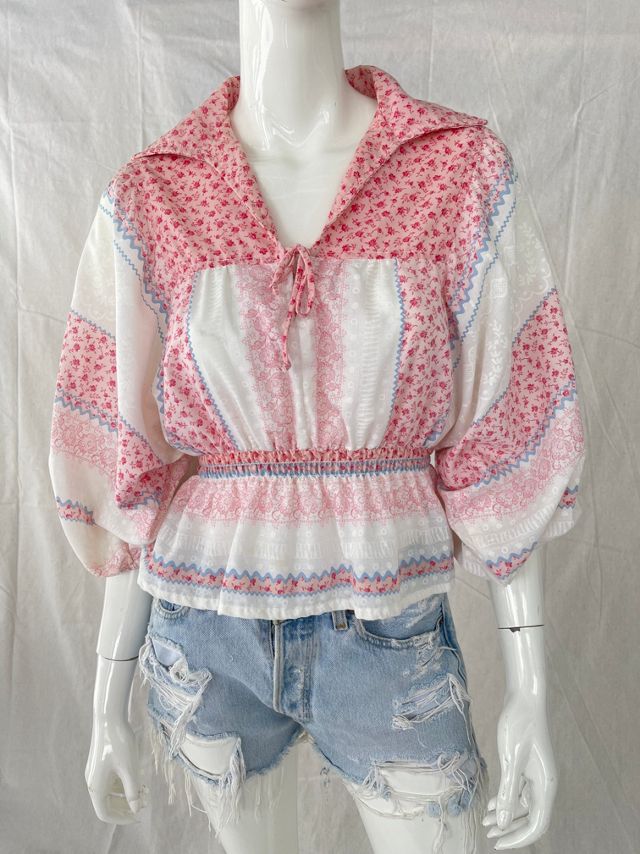 1970’s You Babes Floral Cottage Core Blouse Selected by Bombyx Vintage ...