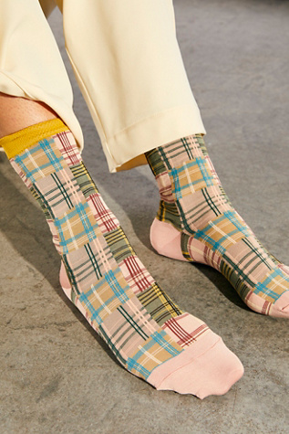 Madras Check Crew Socks | Free People UK