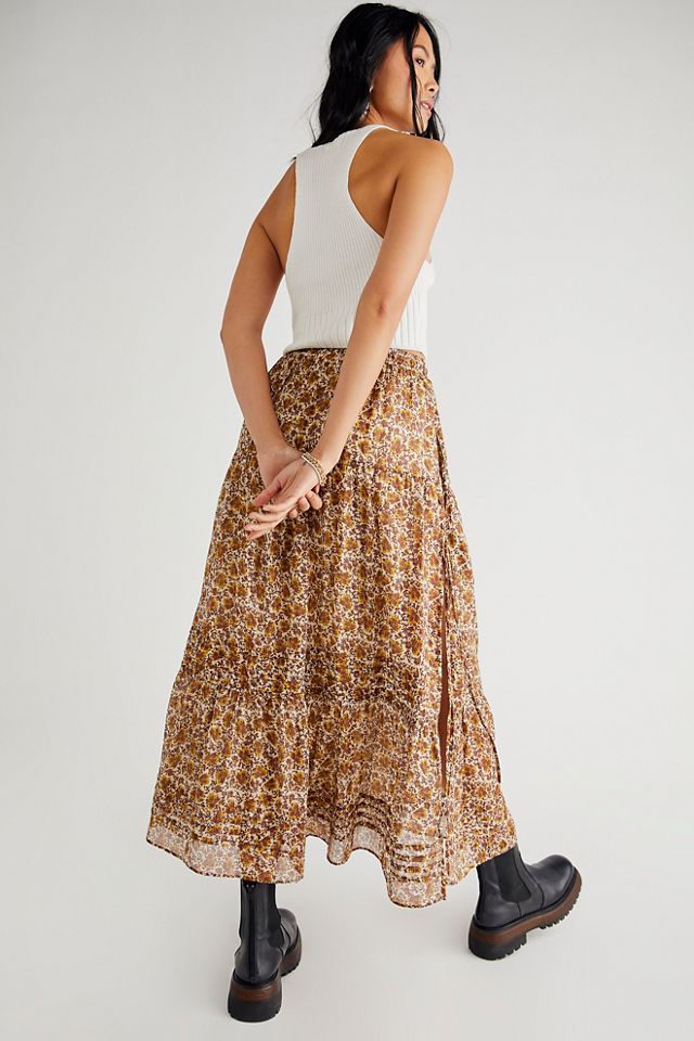Shona Joy Fauna Pin Tuck Split Midi Skirt | Free People