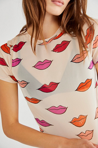 Mesh Lips Baby Tee | Free People