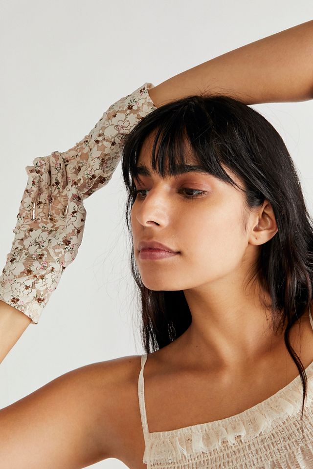 Tea Time Printed Lace Gloves | Free People UK
