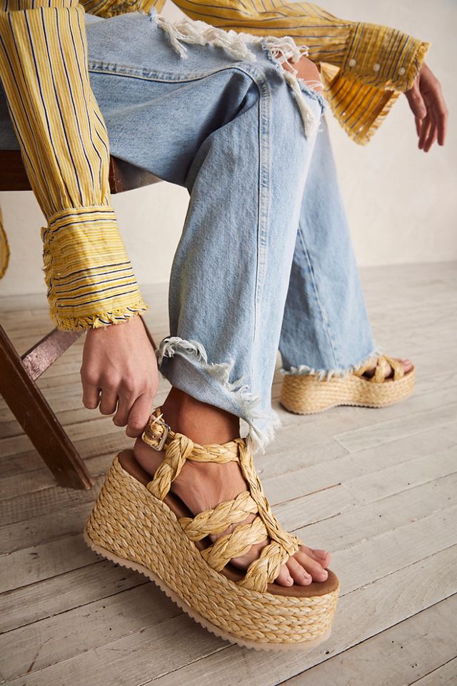 Raffia Rendezvous Wedge Sandals | Free People