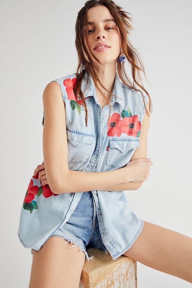 Ava Denim Cut Off Shirt | Free People UK