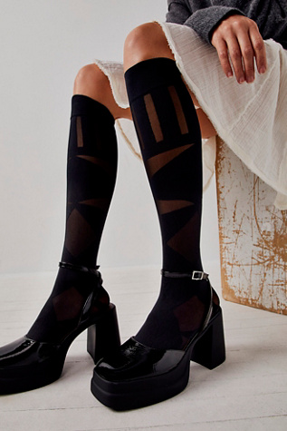 Kim Geometric Knee-High Socks | Free People UK