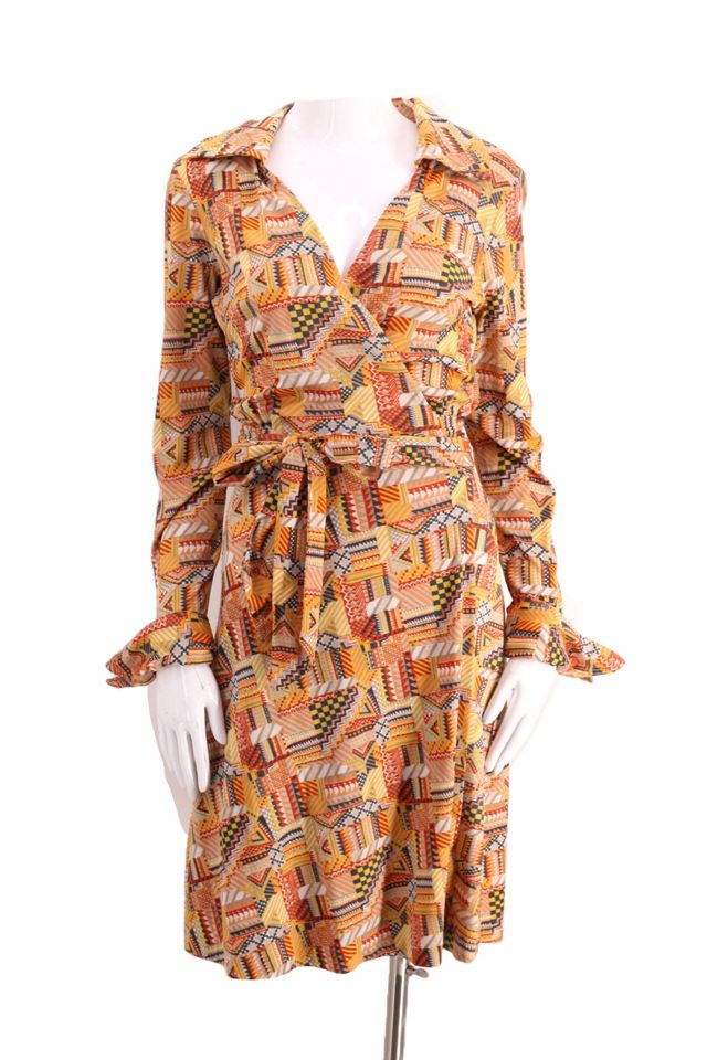 1970s Hukapoo Jersey Print Wrap Dress Selected By Ritual Vintage | Free ...