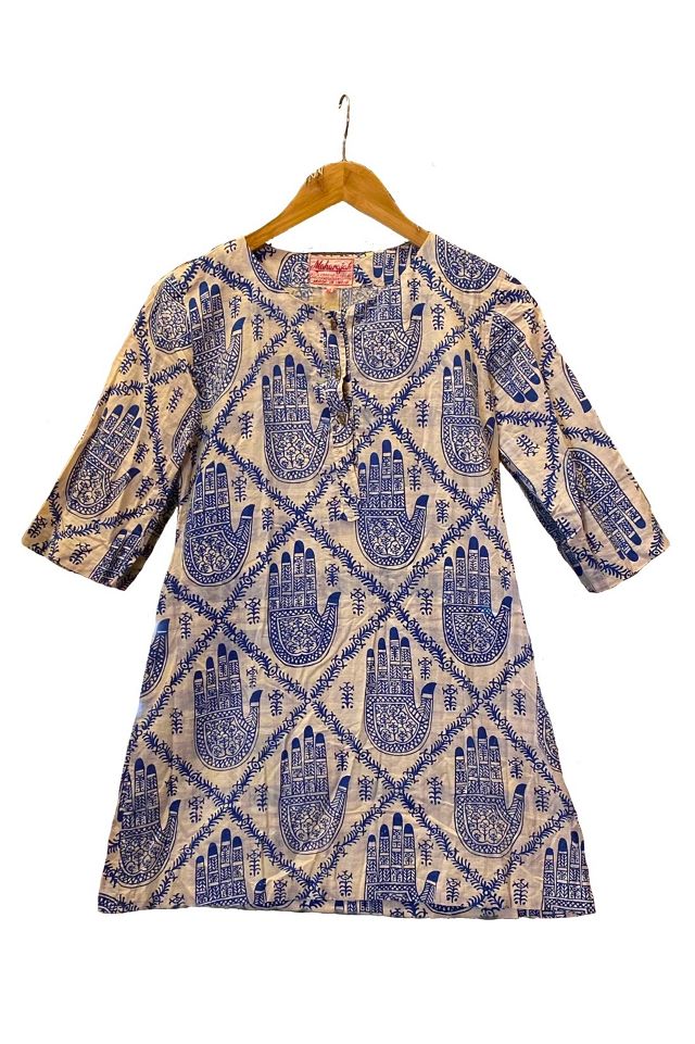 Silk-Screen Print of Henna Design Hand Blouse Selected by Nomad Vintage ...