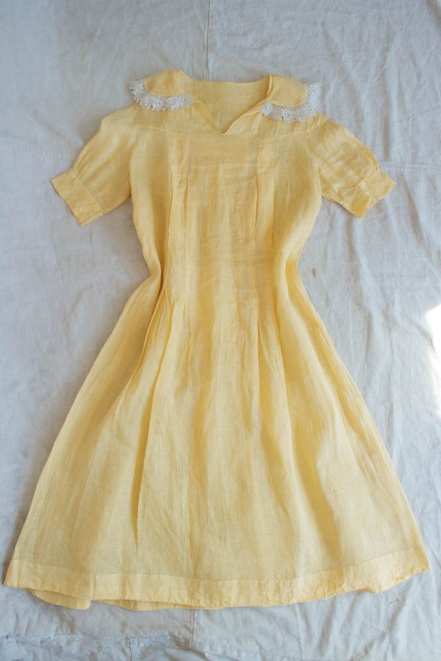 Vintage Sheer Yellow Drop Waist Dress Selected by Reunion Vintage ...