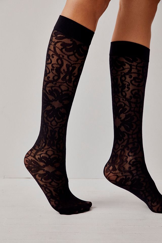 Spiraling Sheer Knee High Socks | Free People
