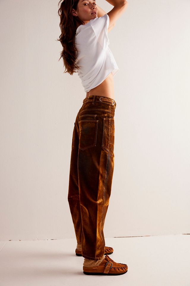 We The Free Moxie Flocked Pull-On Barrel Jeans | Free People