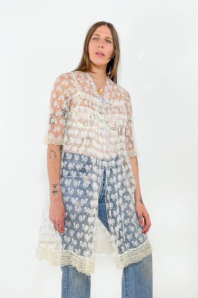 Vintage Sheer Frill Lace Duster Selected By Magpie Vintage | Free People