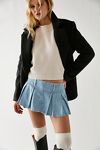 We The Free Pleated Micro Mini Denim Skort | Free People