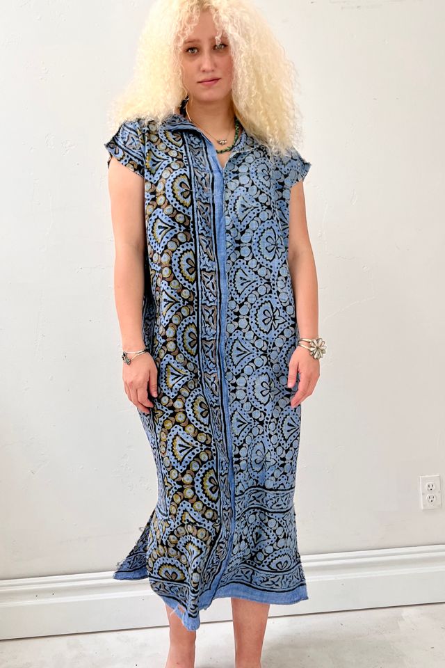 Anna Corinna Azul Block Print Smock Dress | Free People