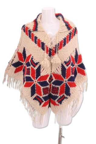 1970s Knit Star Pattern Wool Poncho Selected By Ritual Vintage | Free ...