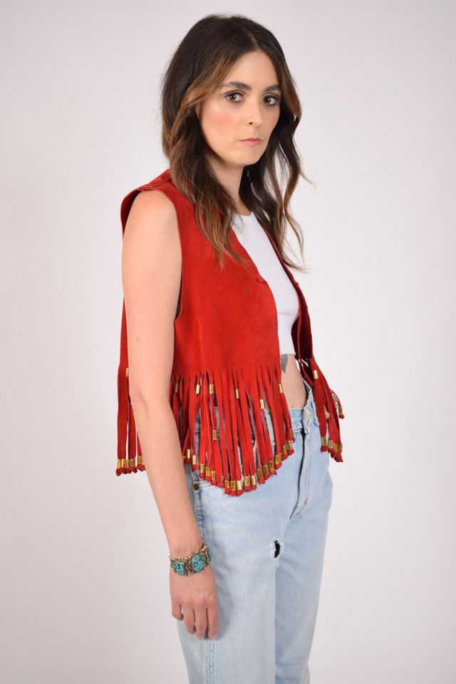 Vintage 1960's Red Suede Fringe Vest Selected by WolfandMoonVintage ...