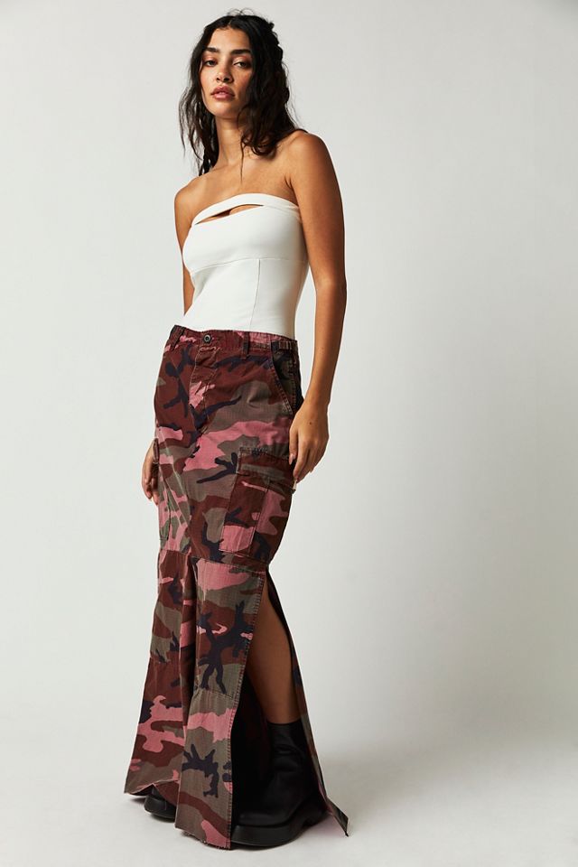 Riley Vintage Long Camo Skirt | Free People UK
