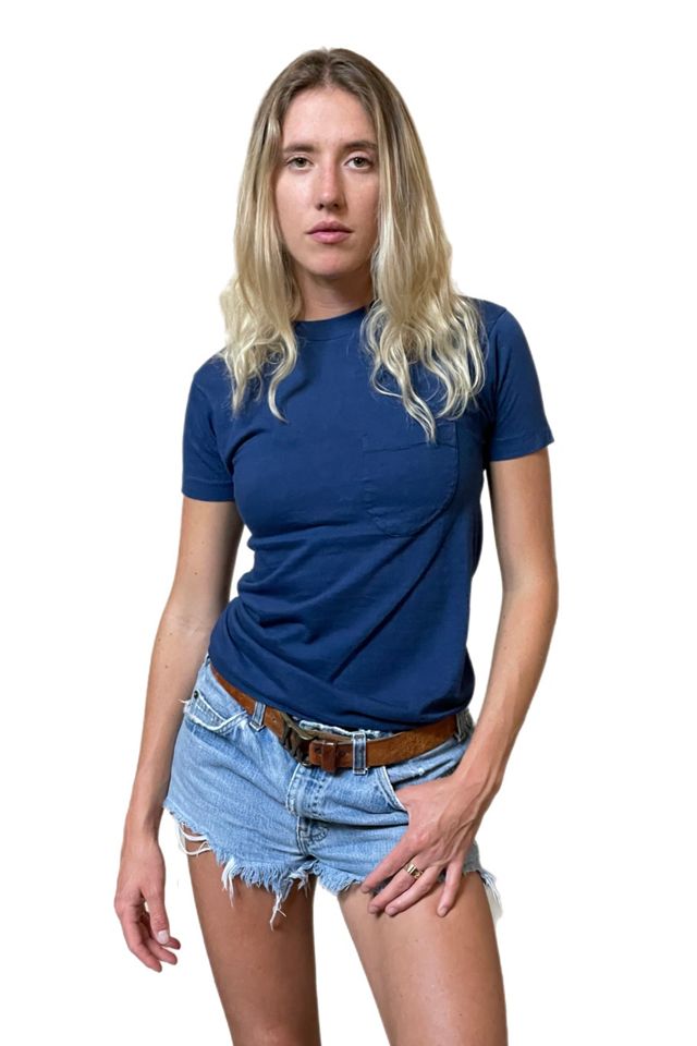 Vintage Dark Blue Pocket T-Shirt Selected By Villains Vintage | Free People
