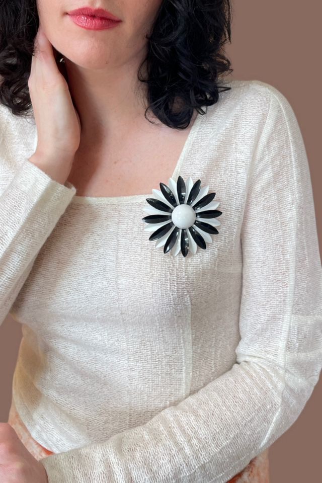 Vintage Black And White Flower Broach Selected By Ankh By Racquel ...
