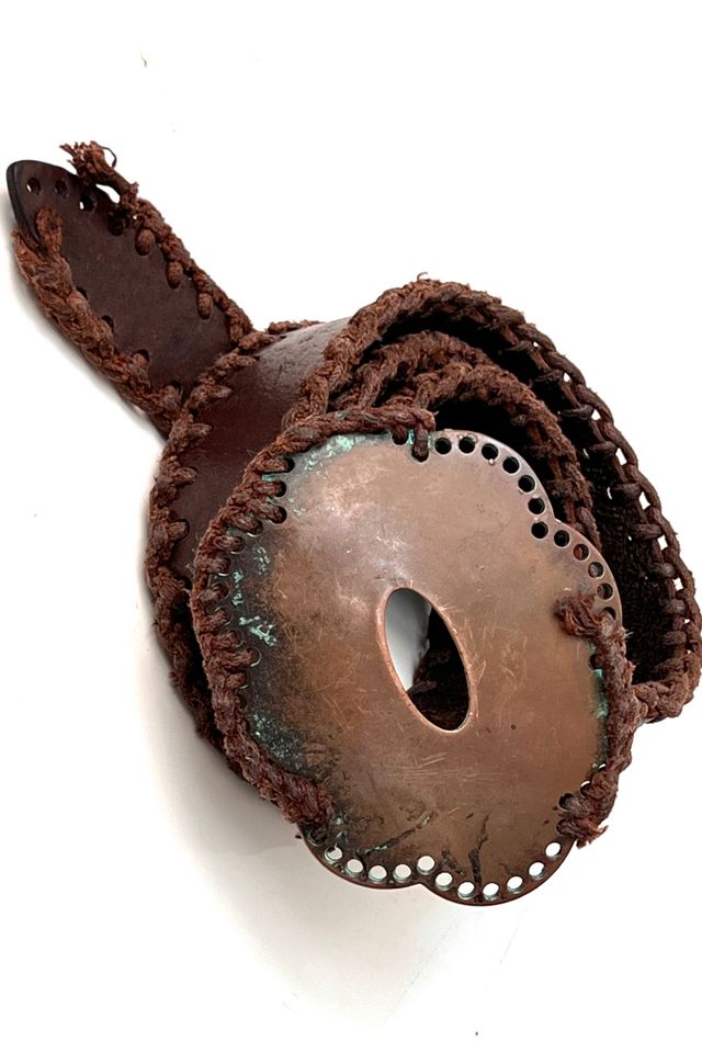 Vintage Woven Edged Leather Belt and Brass Patina Buckle Selected by ...