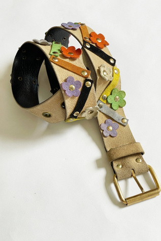 Vintage Boho Applique Floral Leather Belt Selected by FernMercantile ...