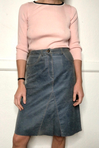 Vintage French Blue Suede Skirt Selected by Cherry | Free People