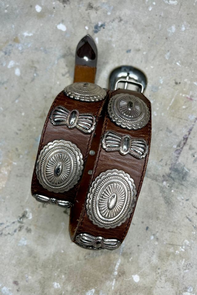 Vintage Brown Leather Concho Belt Selected by Wax Plant | Free People