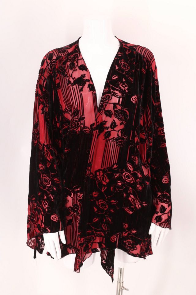 1980s Art Deco Inspired Devoré Velvet Duster Blouse Selected By Ritual ...