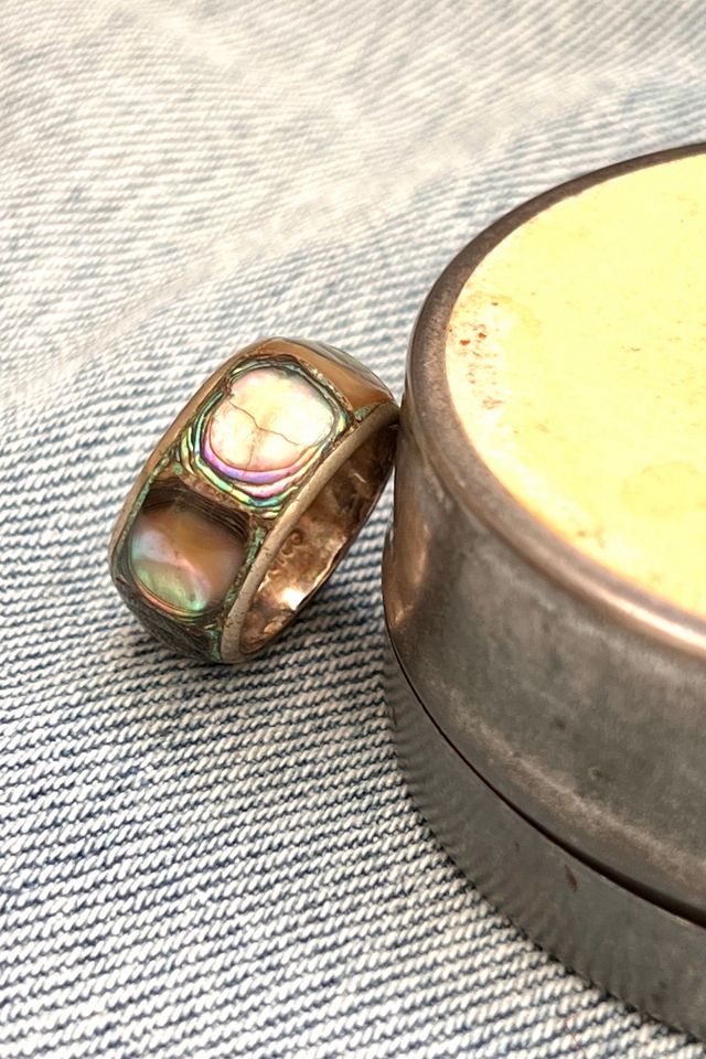 Vintage Alpaca Silver Abalone Shell Inlaid Ring Selected by Anna ...