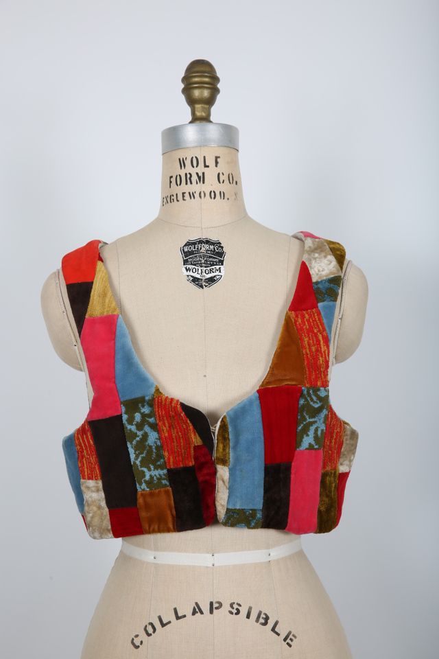 Vintage Velvet Multi Color Patchwork Vest Handmade Selected by Love Rocks Vintage | Free People