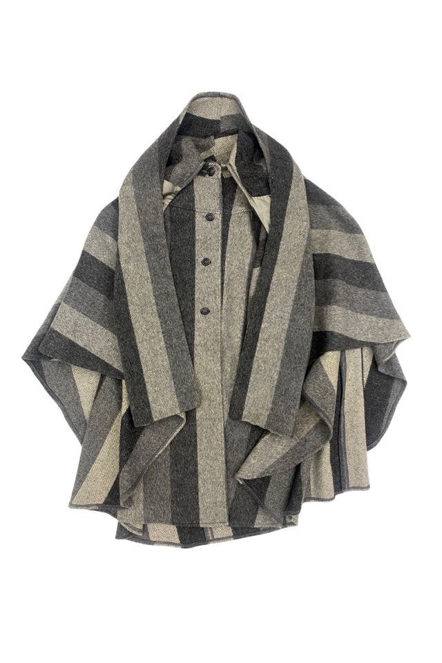 1980s Vintage Monochrome Striped Wool Cape Selected by BusyLady Baca ...