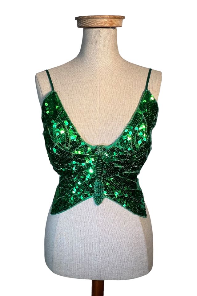 Well Worn Art Vintage 1990s Y2K Sequin Butterfly Halter top | Free People