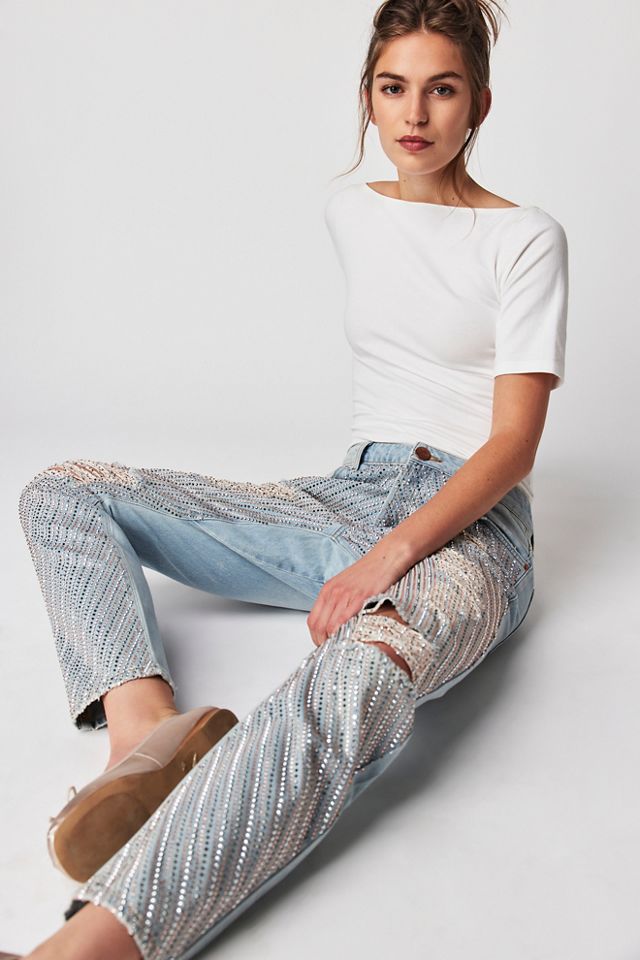OneTeaspoon Sequined Saints Boyfriend Jeans | Free People UK