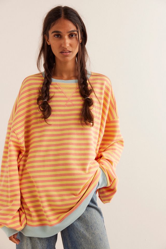 Classic Striped Oversized Crewneck | Free People UK