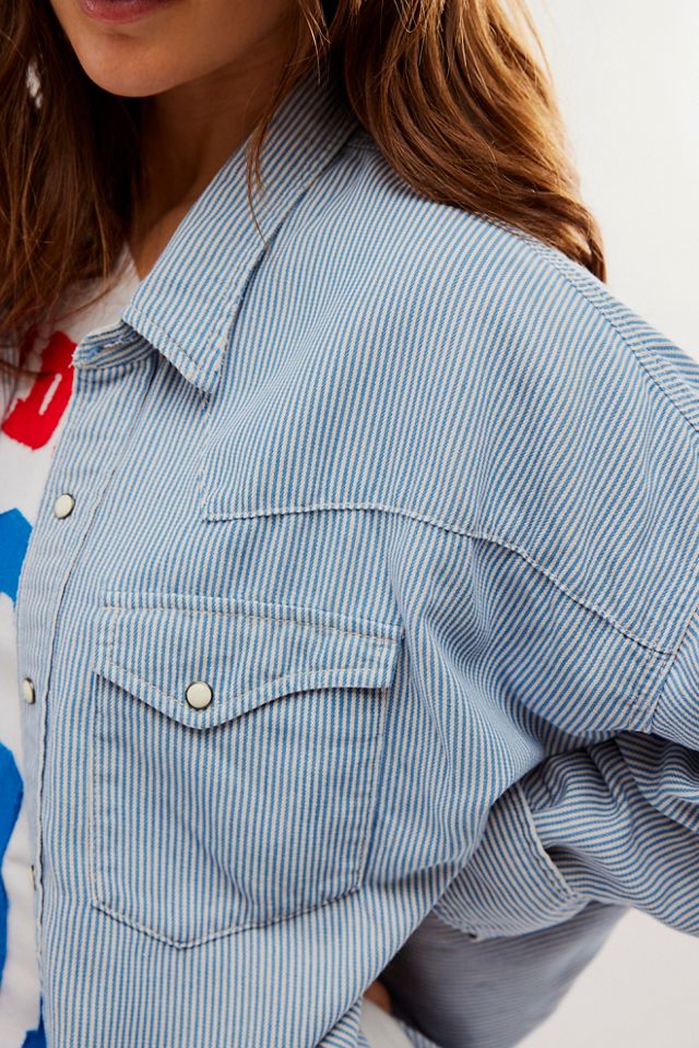 Denimist Long Sleeve Drop Neck Cowboy Shirt | Free People
