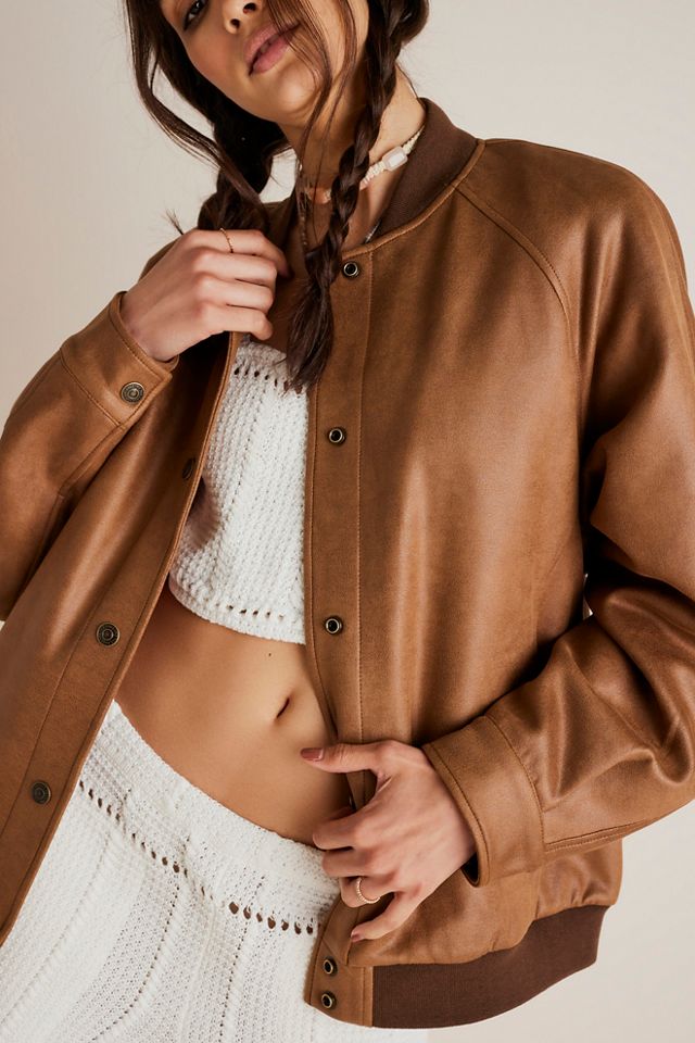 We The Free Wild Rose Vegan Suede Bomber Jacket | Free People