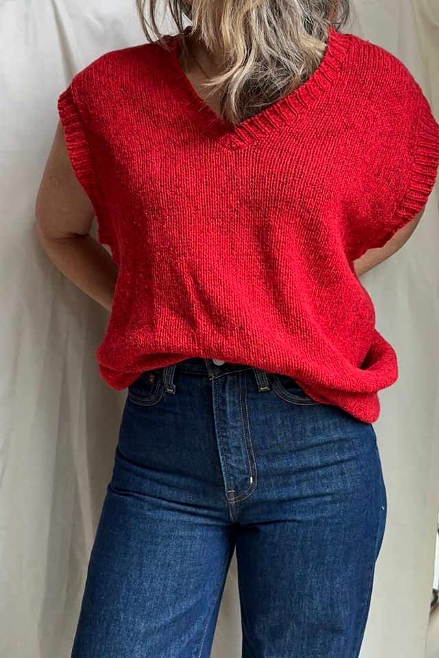 Vintage Red Wool Sweater Vest Selected by KA.TL.AK | Free People